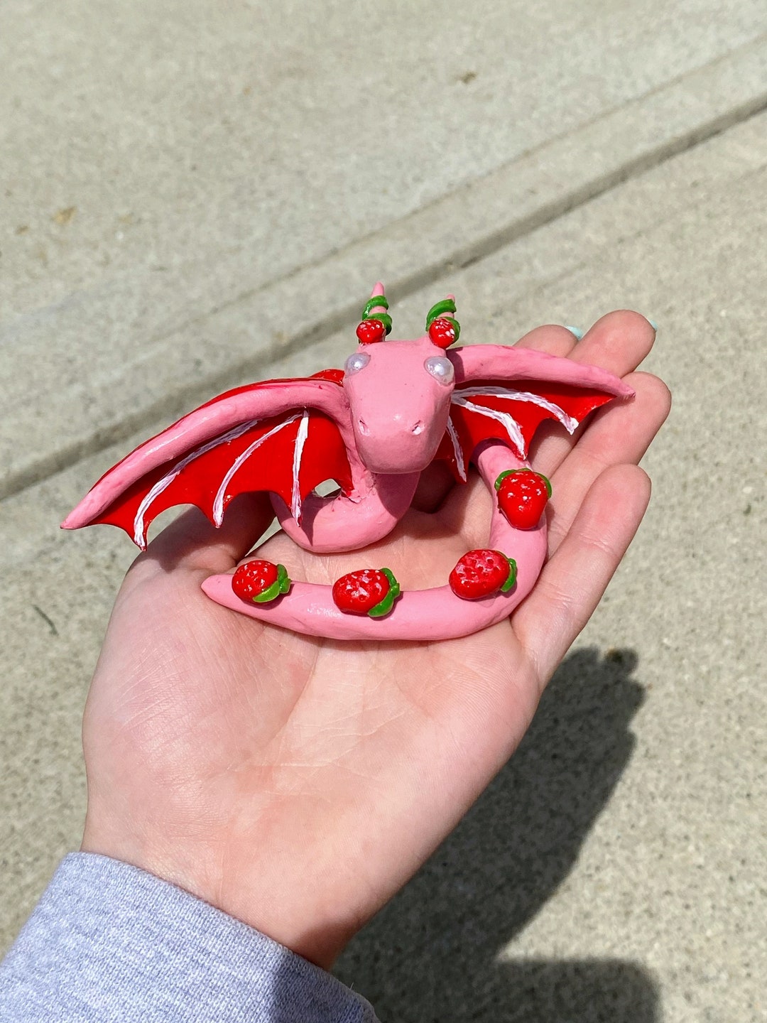 Strawberry Dragon Trinket Clay Hand Sculpted & Painted - Etsy