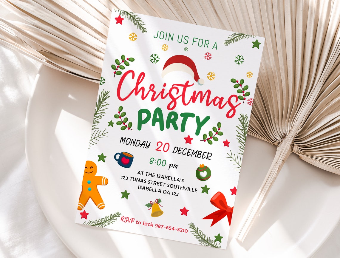 Editable Christmas Party Invitation Template - Etsy