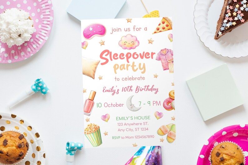 Sleepover Birthday Invitation, Printable Sleepover Invite, Slumber ...