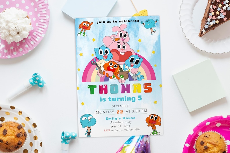 Gumball Birthday Invitation: Editable Canva Template (digital) - Etsy