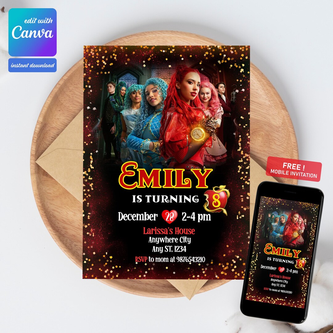 Descendants Invitation Descendants Birthday Invitation Descendants ...