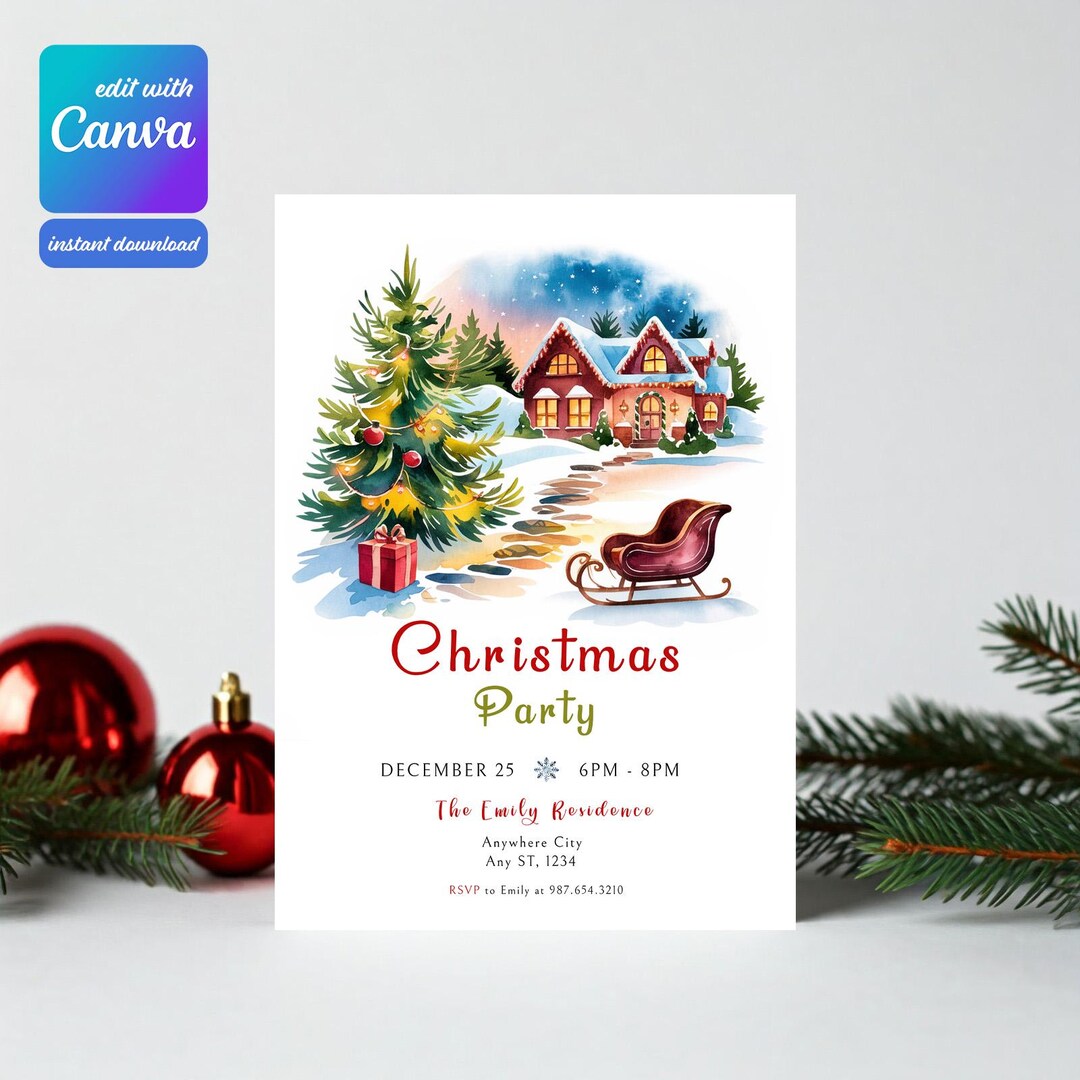 EDITABLE Christmas Party Invitation Christmas Party Invite Christmas ...
