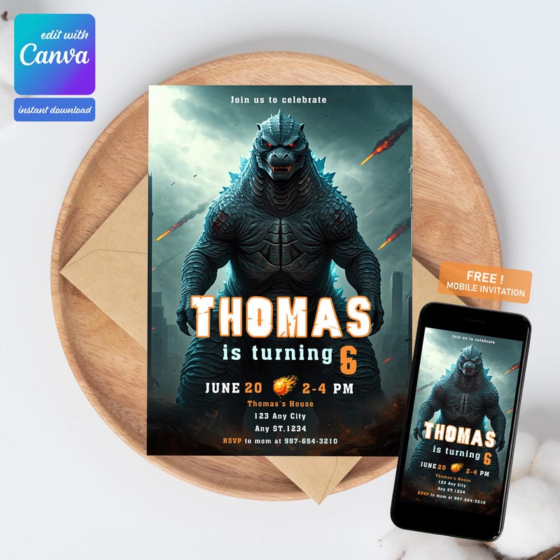 Godzilla Printables - Etsy