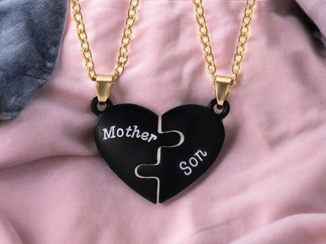 Set of 2 Mother Son Necklace Chains Family Parents Child Mom Boy Fancy ...