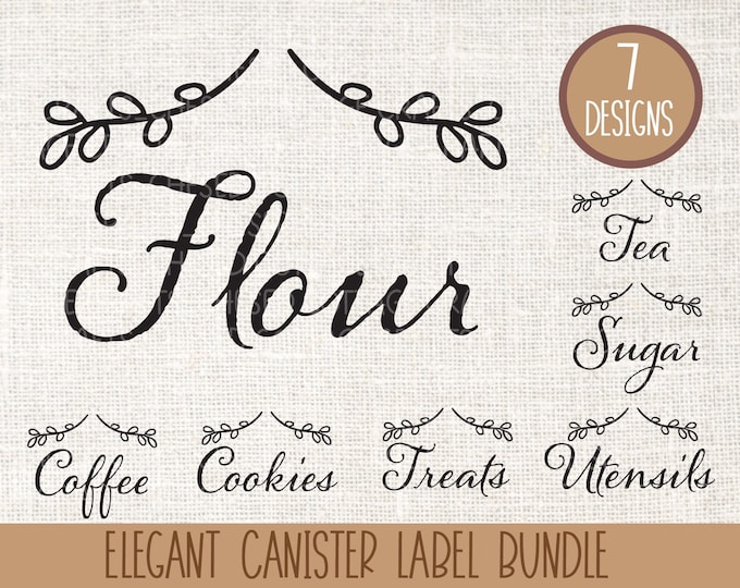Kitchen Label Svg (6 Designs), Kitchen Label Svg, Coffee Sugar Creamer ...