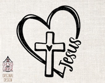 Heart With Cross SVG, Heart and Cross SVG, Cross SVG, Open Heart Svg ...