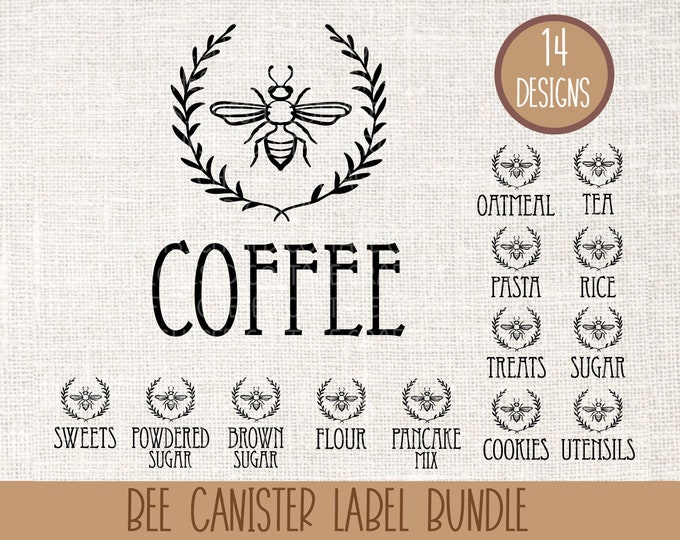 Kitchen Label Svg (6 Designs), Kitchen Label Svg, Coffee Sugar Creamer ...