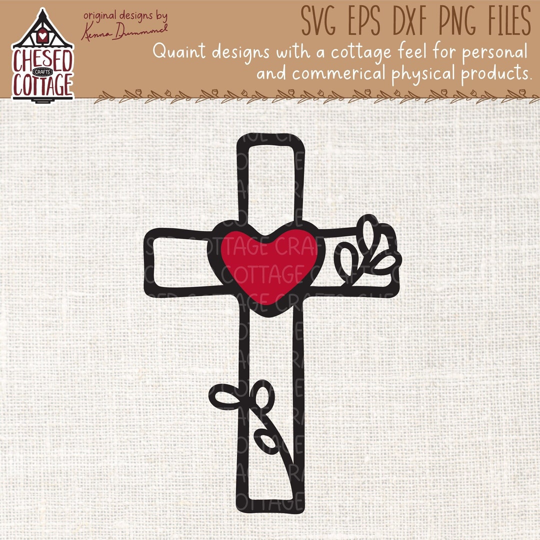 Cross SVG, Cross With Heart SVG, Christian SVG, Floral Cross Svg, Heart ...