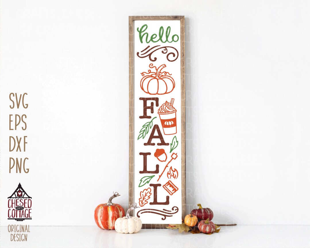 Fall Porch Leaner SVG, Hello Fall Porch Sign SVG, Fall SVG, Autumn Svg ...