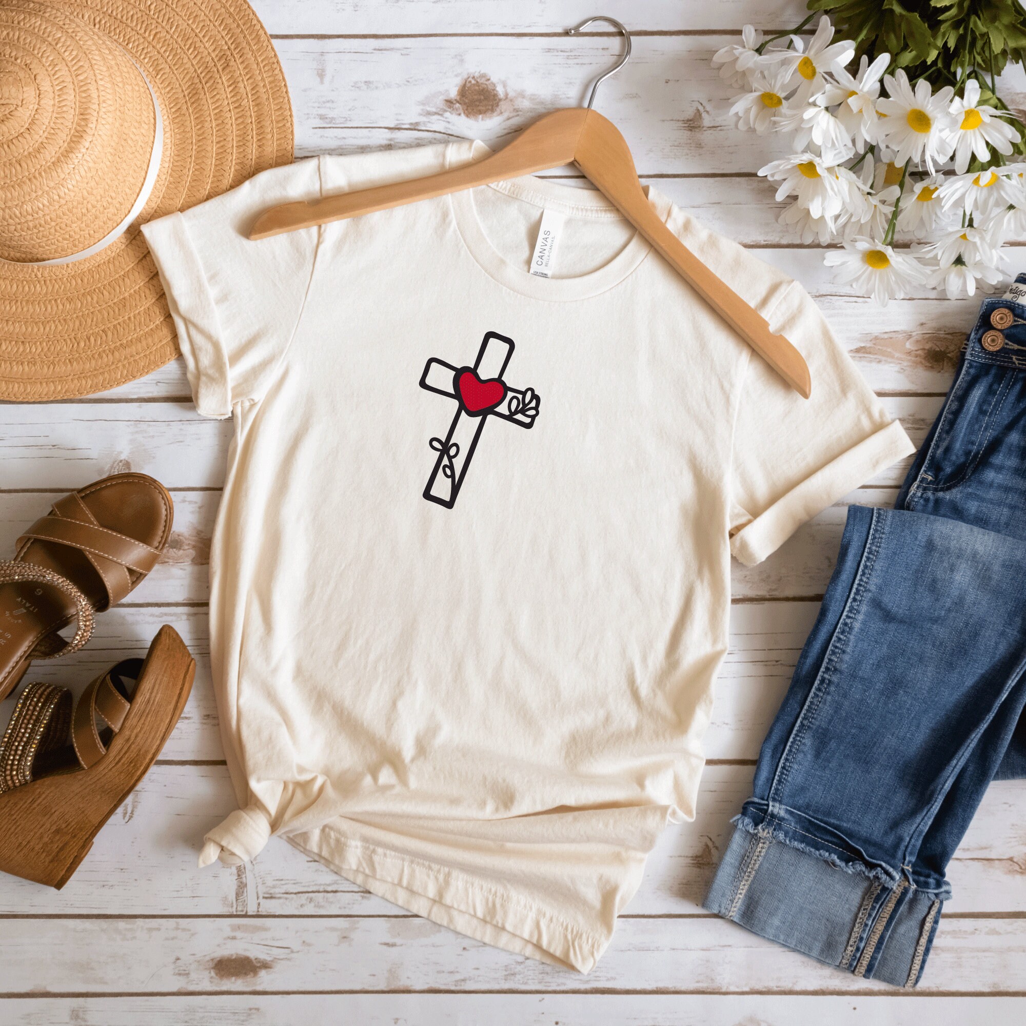 Cross SVG Cross With Heart SVG Christian SVG Floral Cross - Etsy