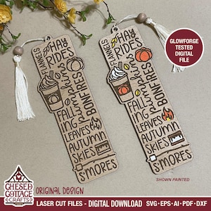 Bookmark Laser SVG, Laser Cut File, Fall Words SVG, Fall Svg, Glowforge ...