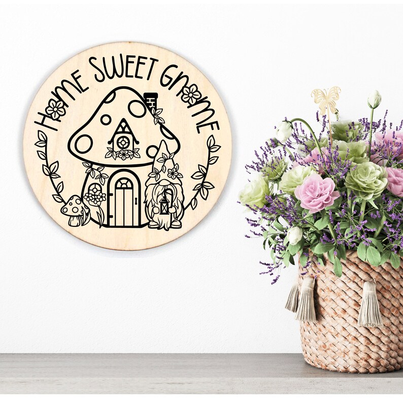 Home Sweet Gnome SVG, Round Door Sign SVG, Home Sweet Gnome PNG, Gnome ...