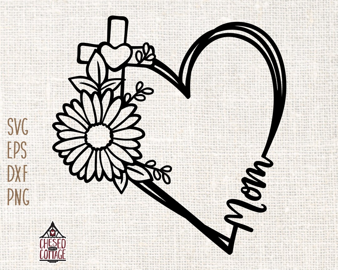 Mom Heart SVG, Heart SVG, Heart With Flowers SVG, Mom Svg, Heart With ...