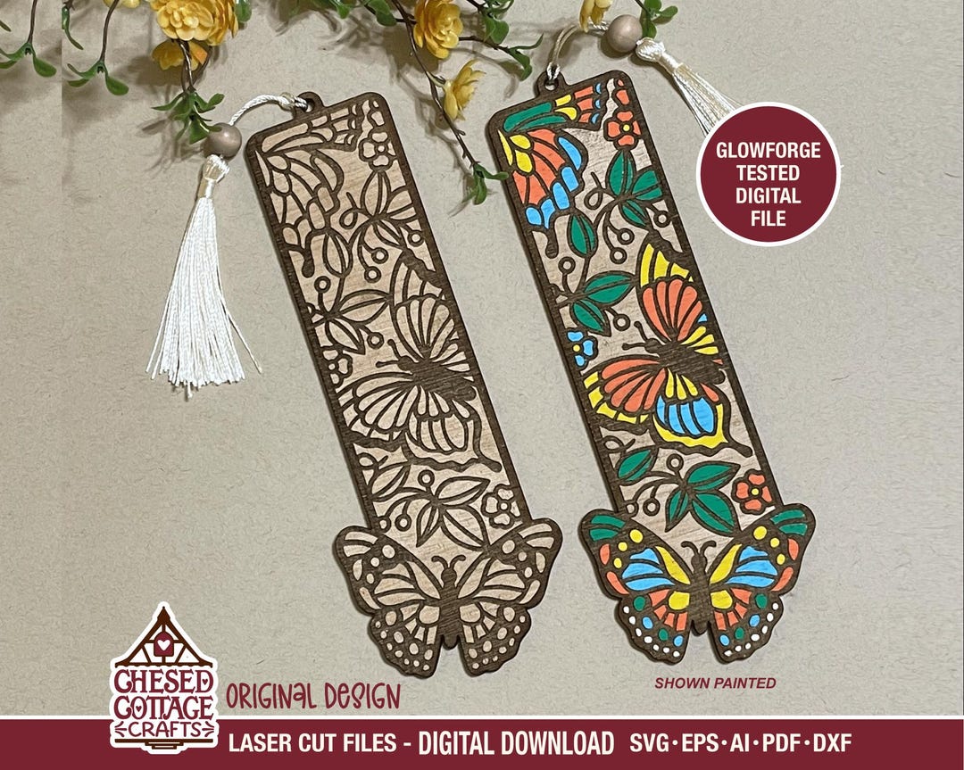 Bookmark Laser SVG, Butterfly Bookmark SVG, Laser Cut File, Butterfly ...