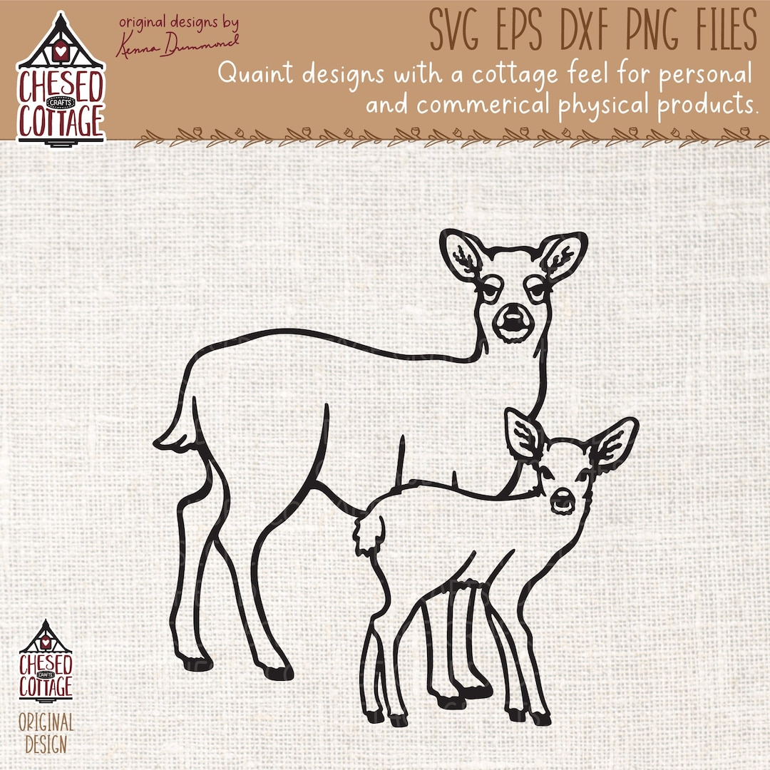Reh SVG, Reh mit Rehkitz, Rehkitz SVG, Rehkitz SVG, Waldtier SVG ...