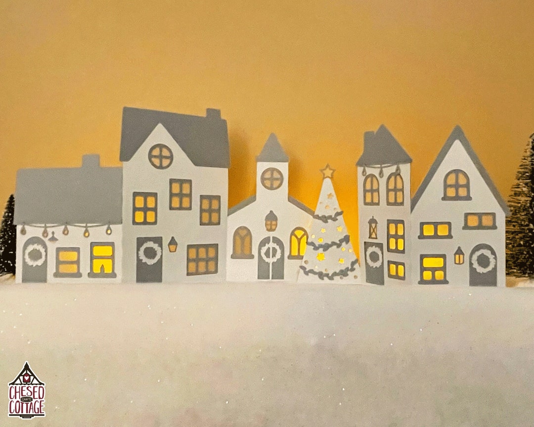 Christmas Village SVG, Winter Display SVG, Paper Cut Winter Village ...