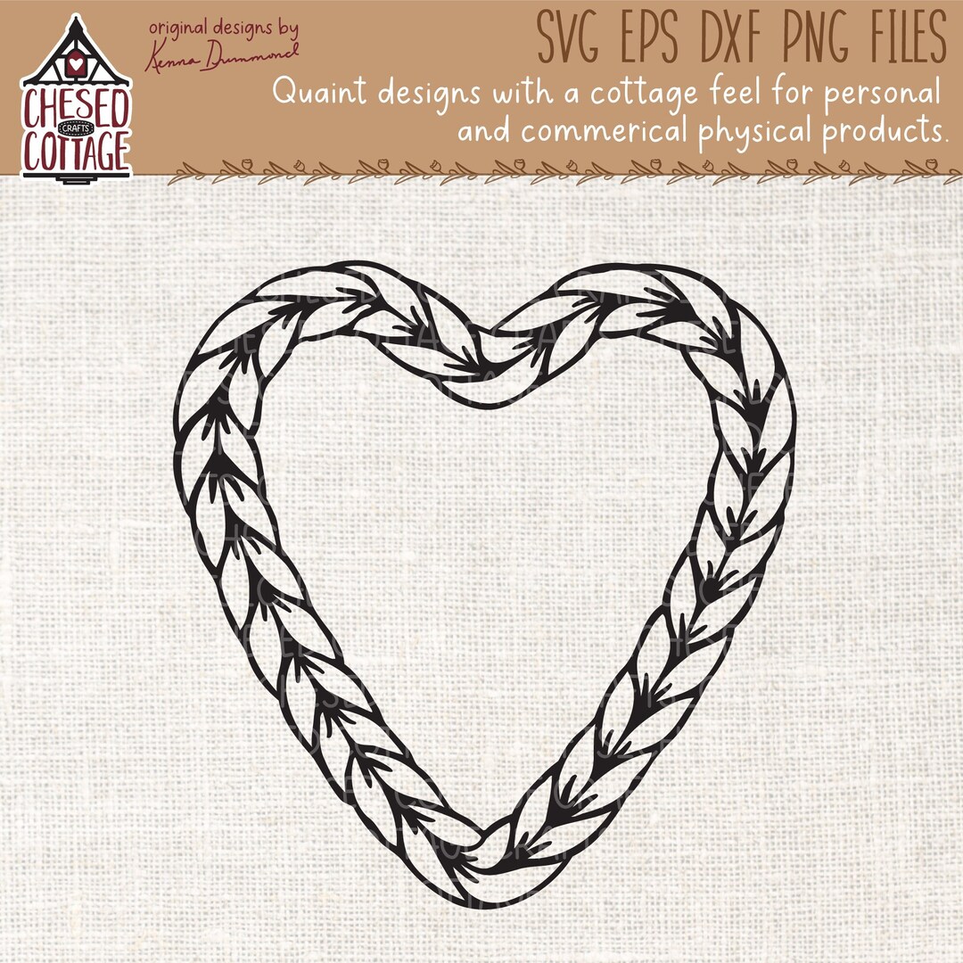 Heart Wreath SVG, Heart SVG, Hand Drawn Heart Svg, Rope Heart SVG ...