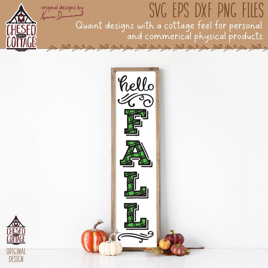 Fall Porch Leaner SVG Hello Fall Plaid Porch Sign SVG Fall - Etsy