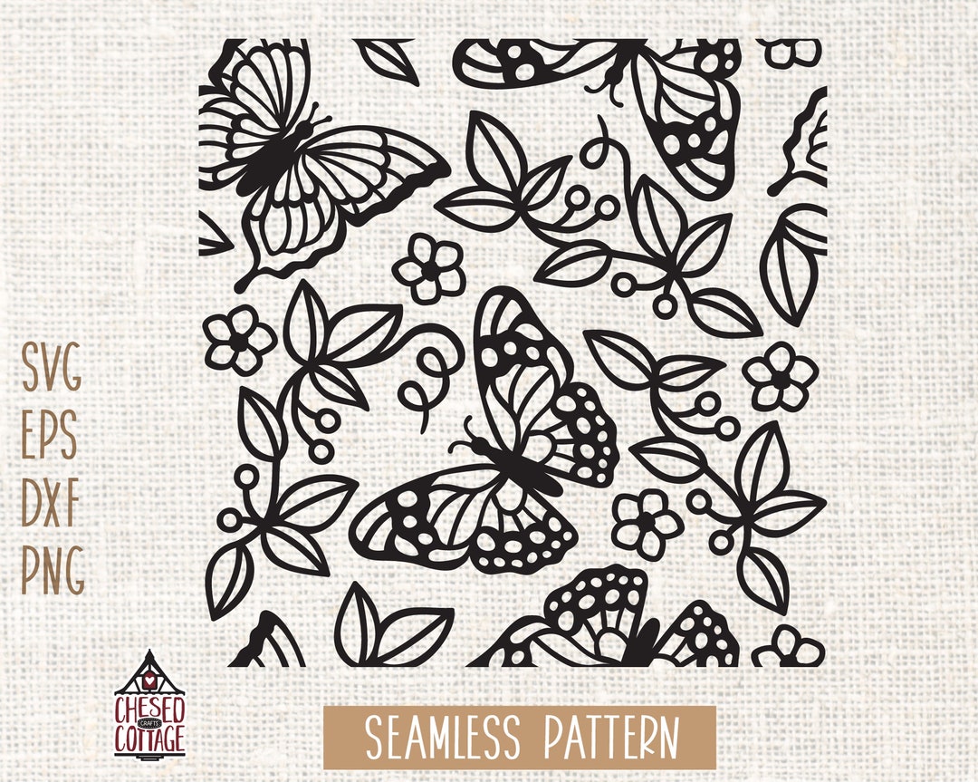 Butterfly Seamless Pattern SVG, Floral Pattern SVG, Butterfly Svg ...