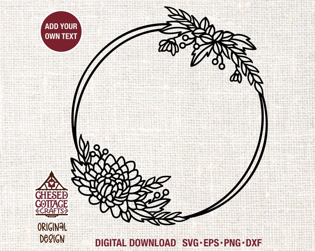 Floral Wreath SVG, Wreath SVG, Flower SVG, Monogram Wreath Svg, Circle ...