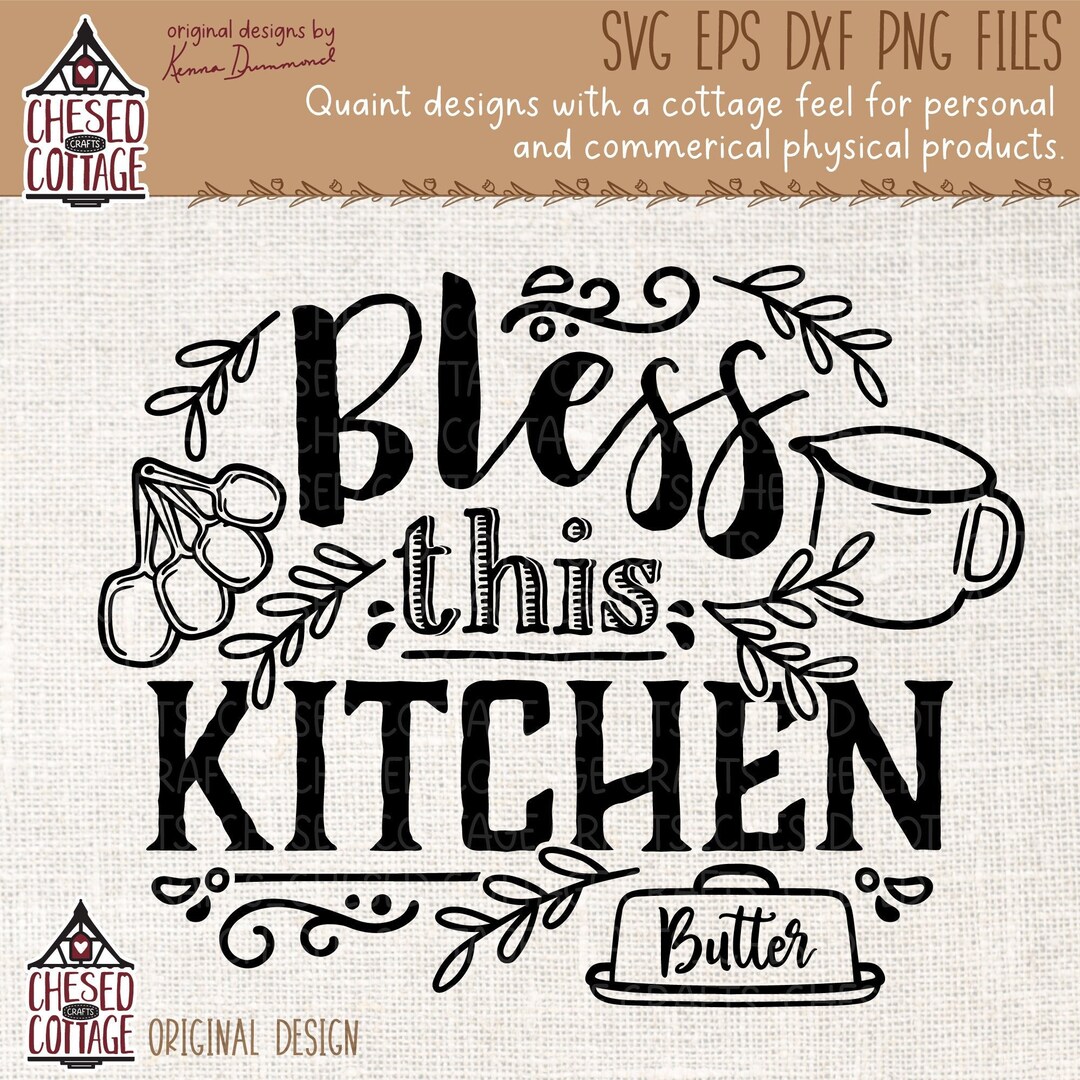 Kitchen SVG, Bless This Kitchen SVG, Kitchen Sign Svg, Kitchen Utensils ...