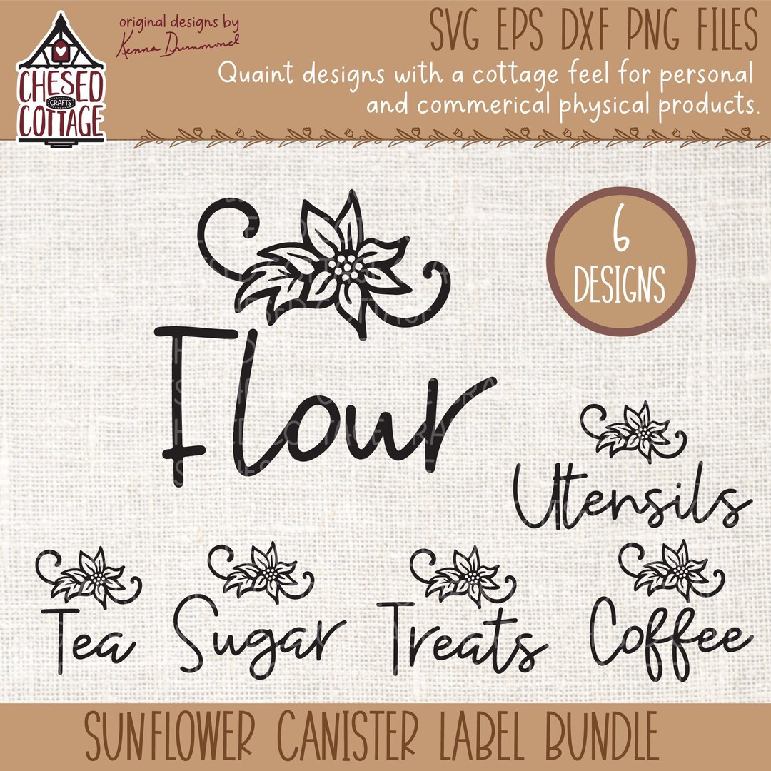 Sunflower Canister Label SVG Bundle, Canister Labels SVG, Kitchen Svg ...