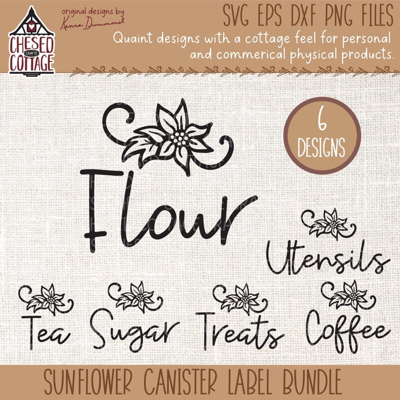 Sunflower Canister Label SVG Bundle Canister Labels SVG - Etsy Canada