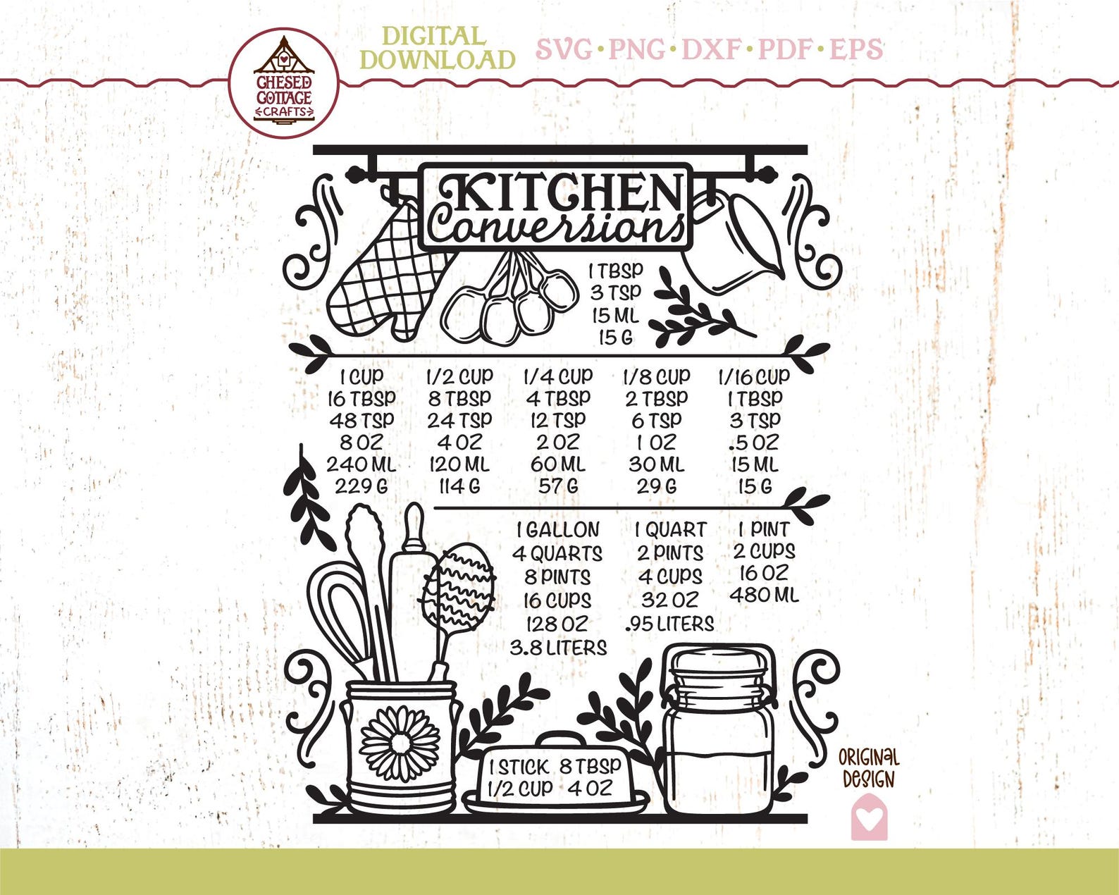 Kitchen Conversion SVG, Kitchen Conversion Chart SVG, Kitchen ...