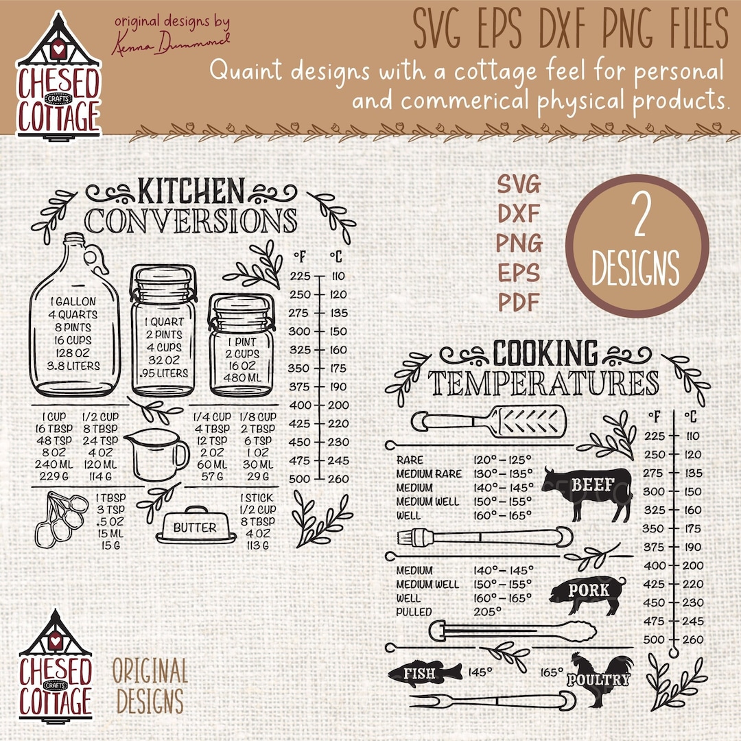 Kitchen Conversion SVG Bundle Kitchen Conversion Chart SVG - Etsy