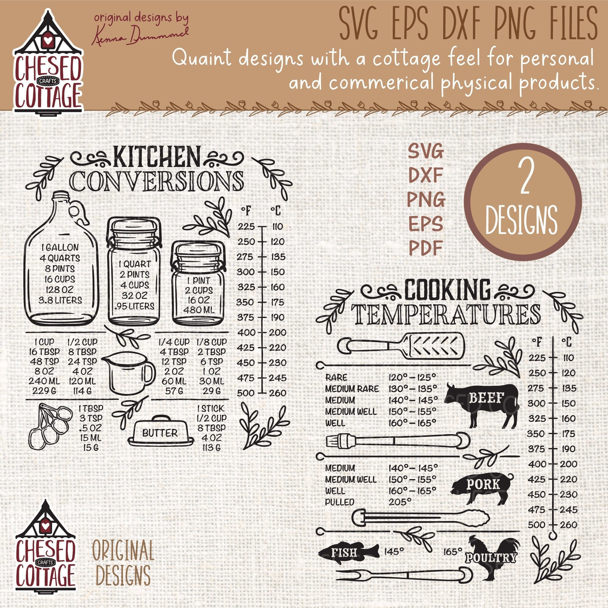 Kitchen Conversion SVG Bundle, Kitchen Conversion Chart SVG, Kitchen ...