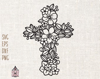 Floral Cross SVG, EPS &PNG Files - Etsy Canada