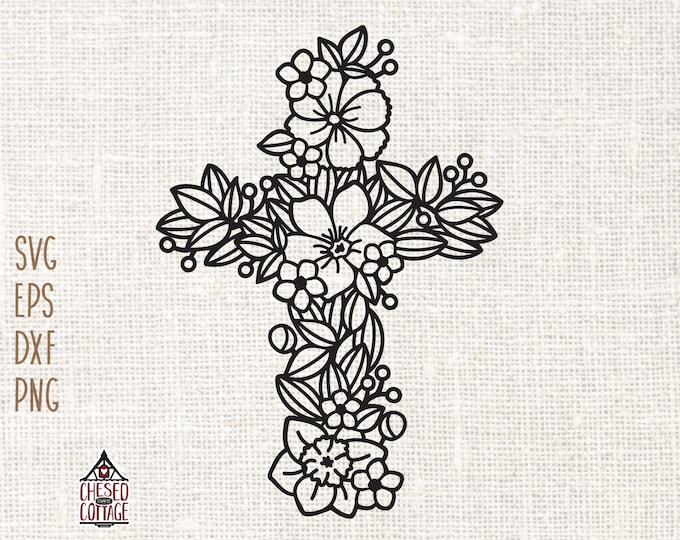 Floral Cross SVG, EPS &PNG Files - Etsy Canada