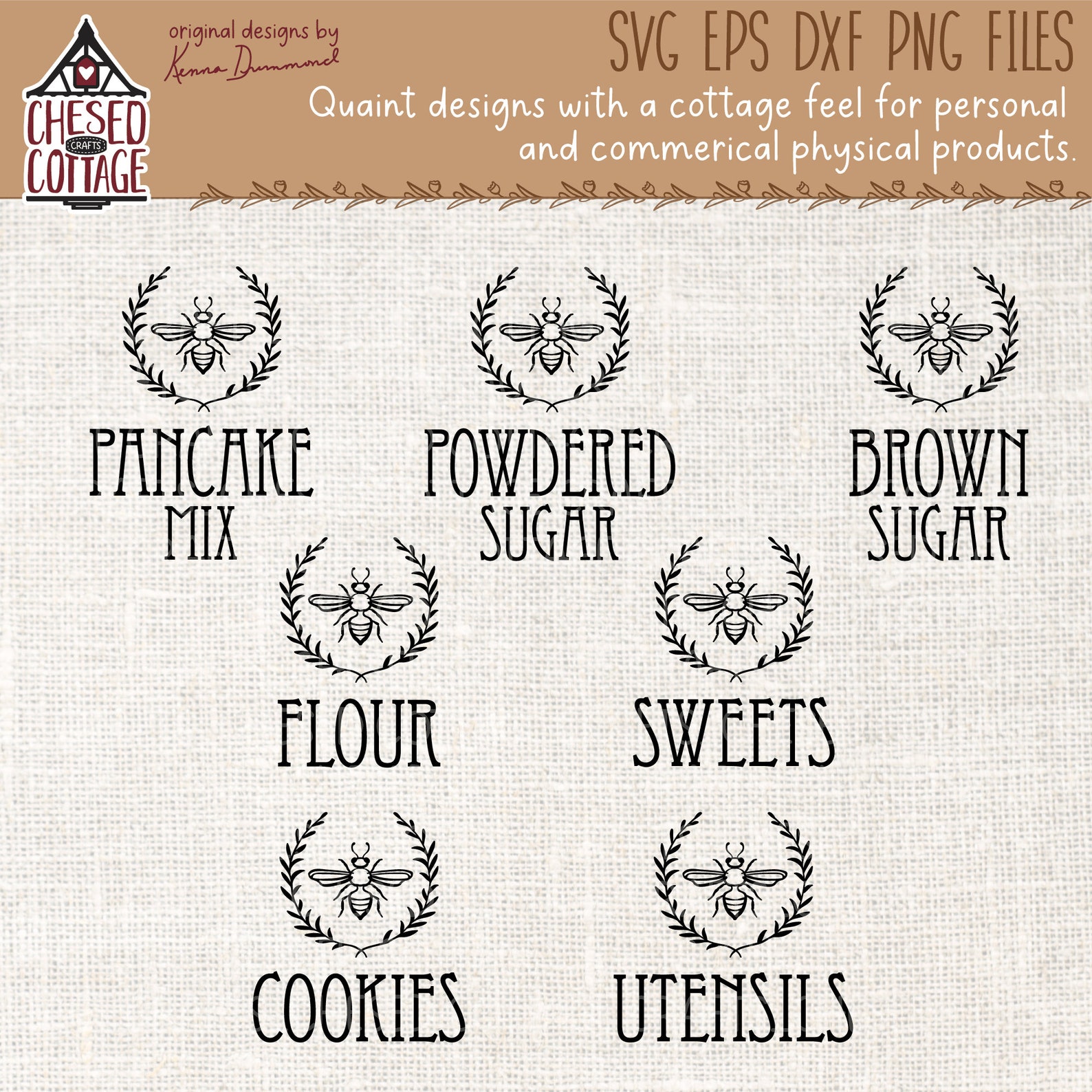 Bee Canister Label SVG Bundle Canister Labels SVG Kitchen - Etsy