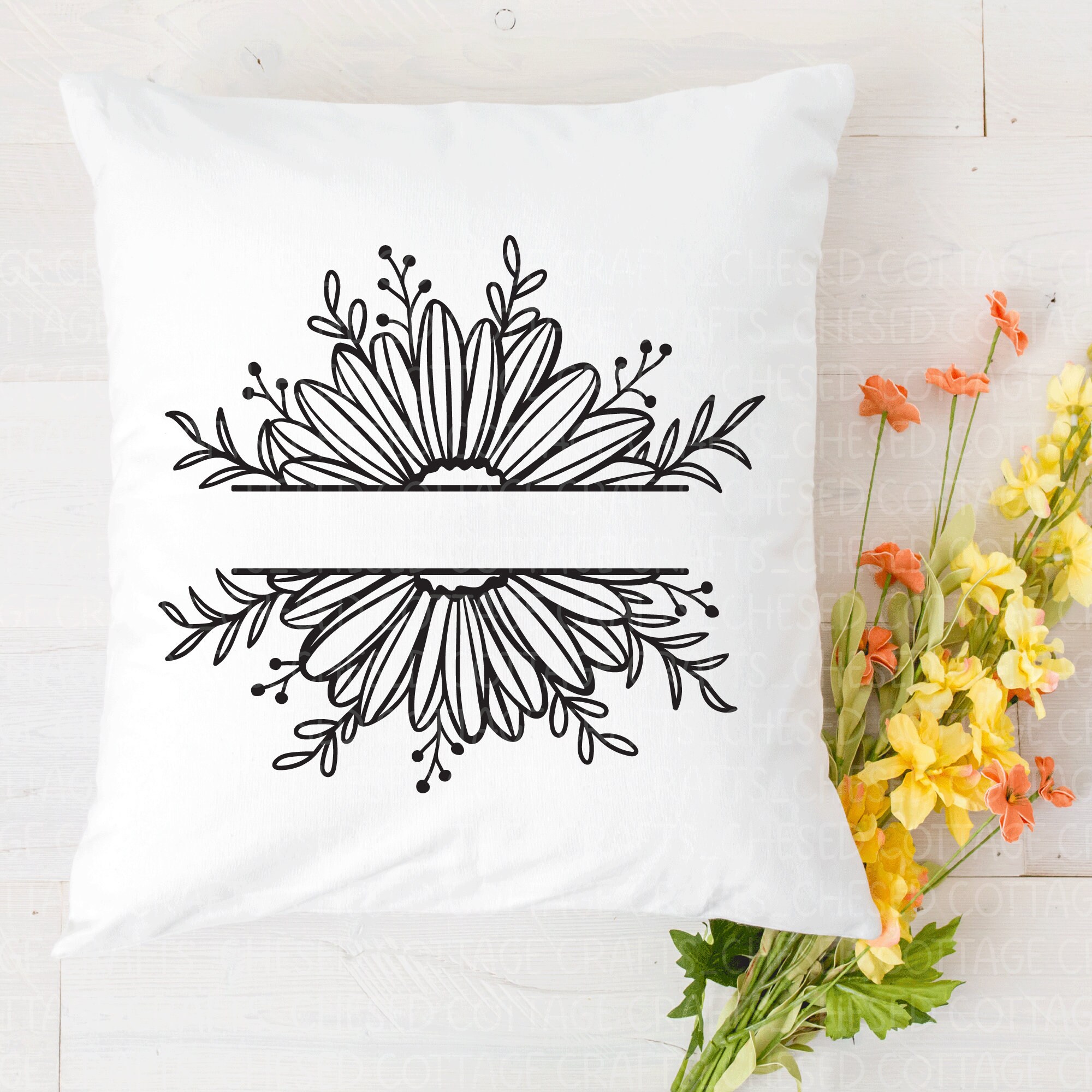 Daisy Split Monogram SVG, Monogram SVG, Daisy Svg, Split Flower Svg ...