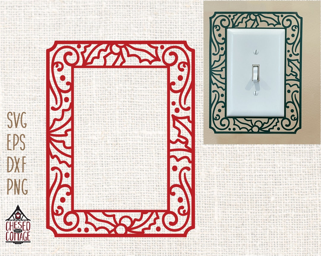 Christmas Holly Border SVG, Outlet Cover SVG, Holly SVG, Christmas ...