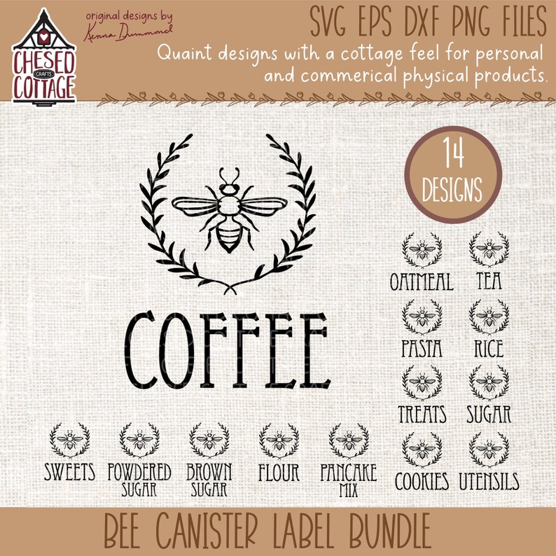 Bee Canister Label SVG Bundle Canister Labels SVG Kitchen - Etsy