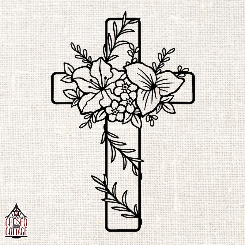 Floral Cross Svg - Etsy
