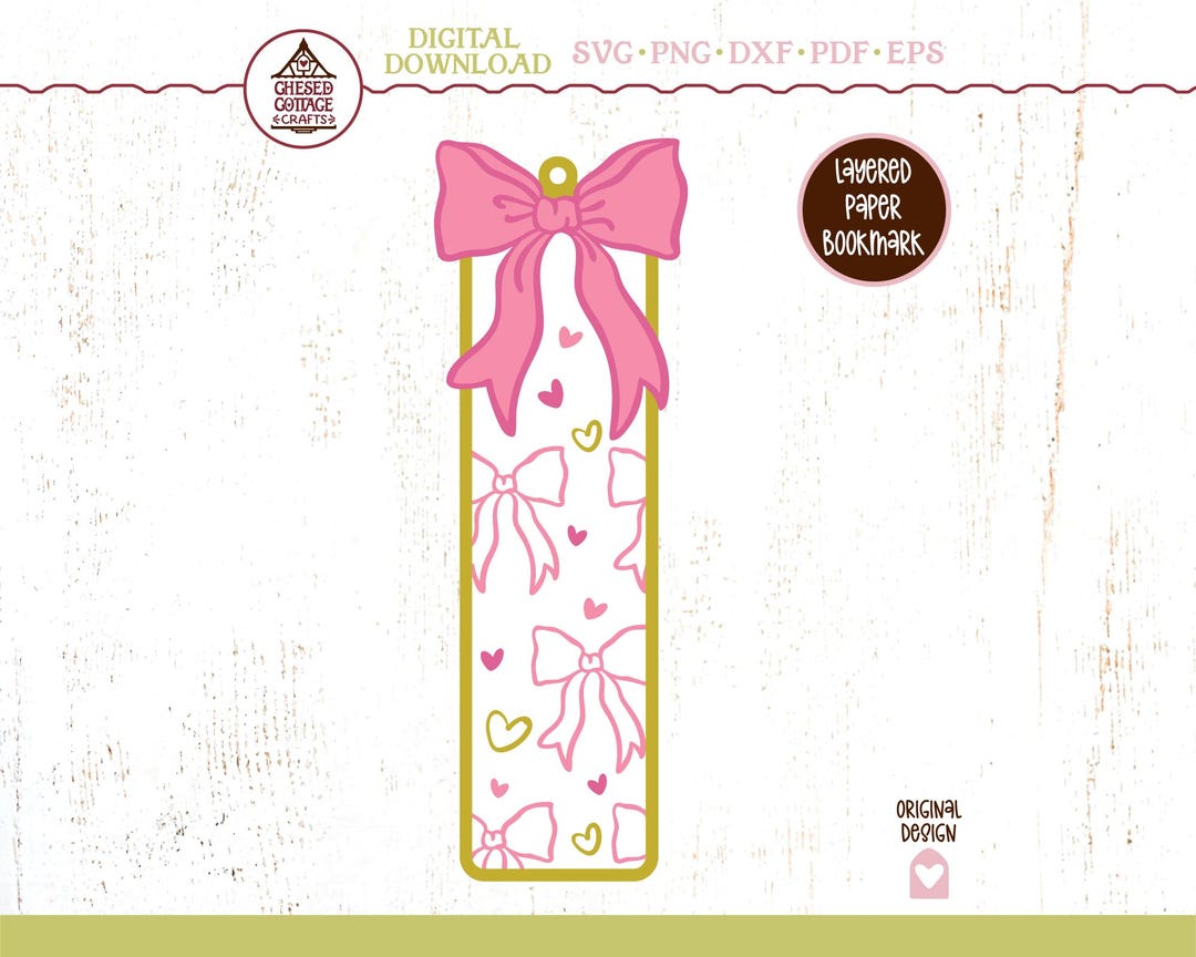Bow Bookmark SVG, Craft File, Layered Paper Cut File (digital Download ...