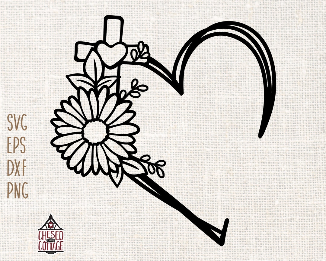 Heart With Cross SVG, Heart and Cross SVG, Cross SVG, Open Heart Svg ...
