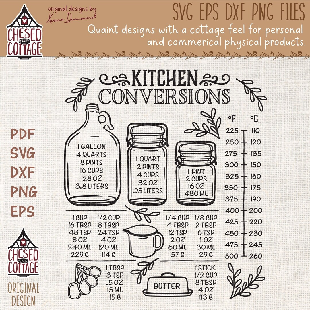 Kitchen Conversion SVG, Kitchen Conversion Chart SVG, Kitchen ...