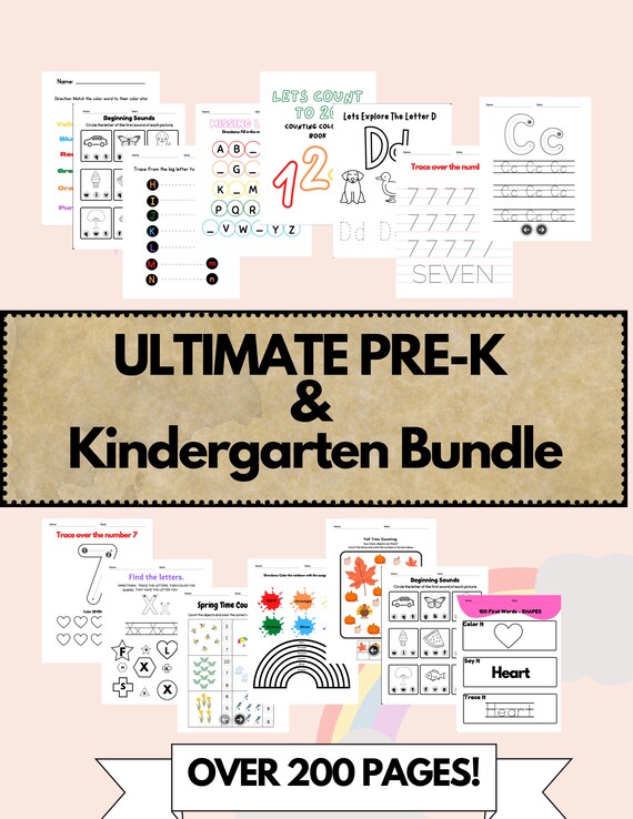 Preschool Prek and Kindergarten Ultimate Worksheet Bundle - Etsy