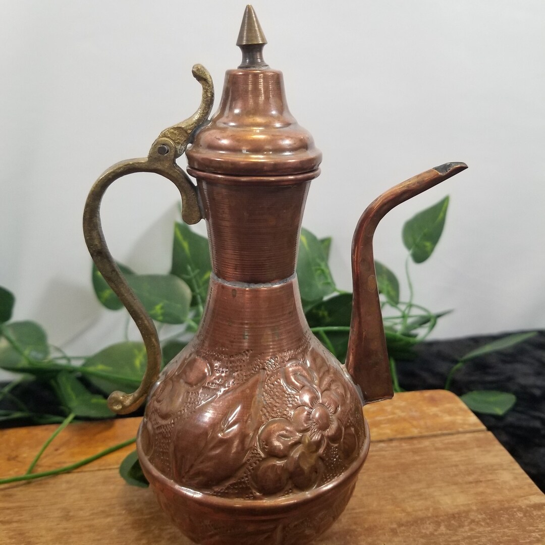 Small Etched Pitcher Copper and Brass - Etsy