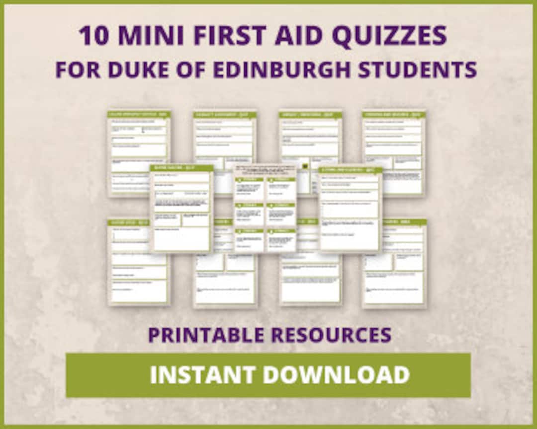 FIRST AID QUIZZES | Duke of Edinburgh Students Mini Quizzes | 10 ...