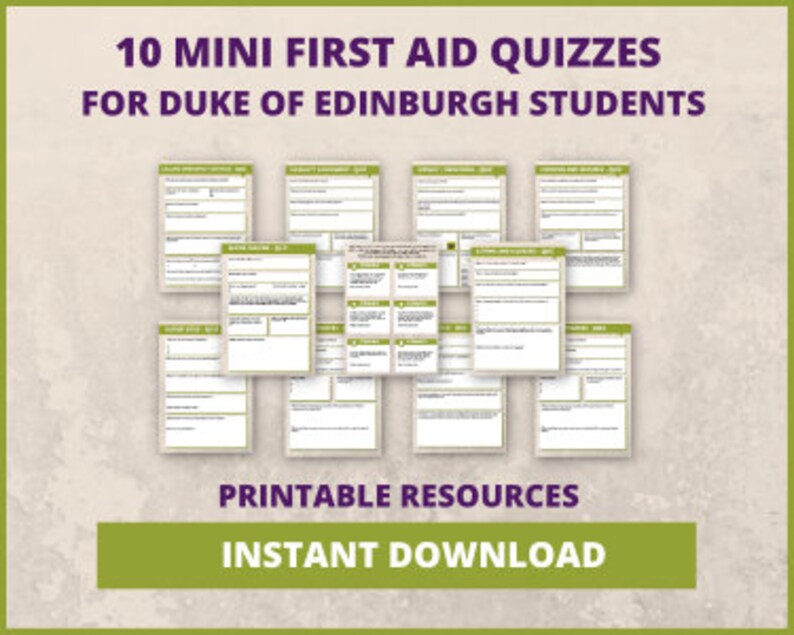 FIRST AID QUIZZES | Duke of Edinburgh Students Mini Quizzes | 10 ...