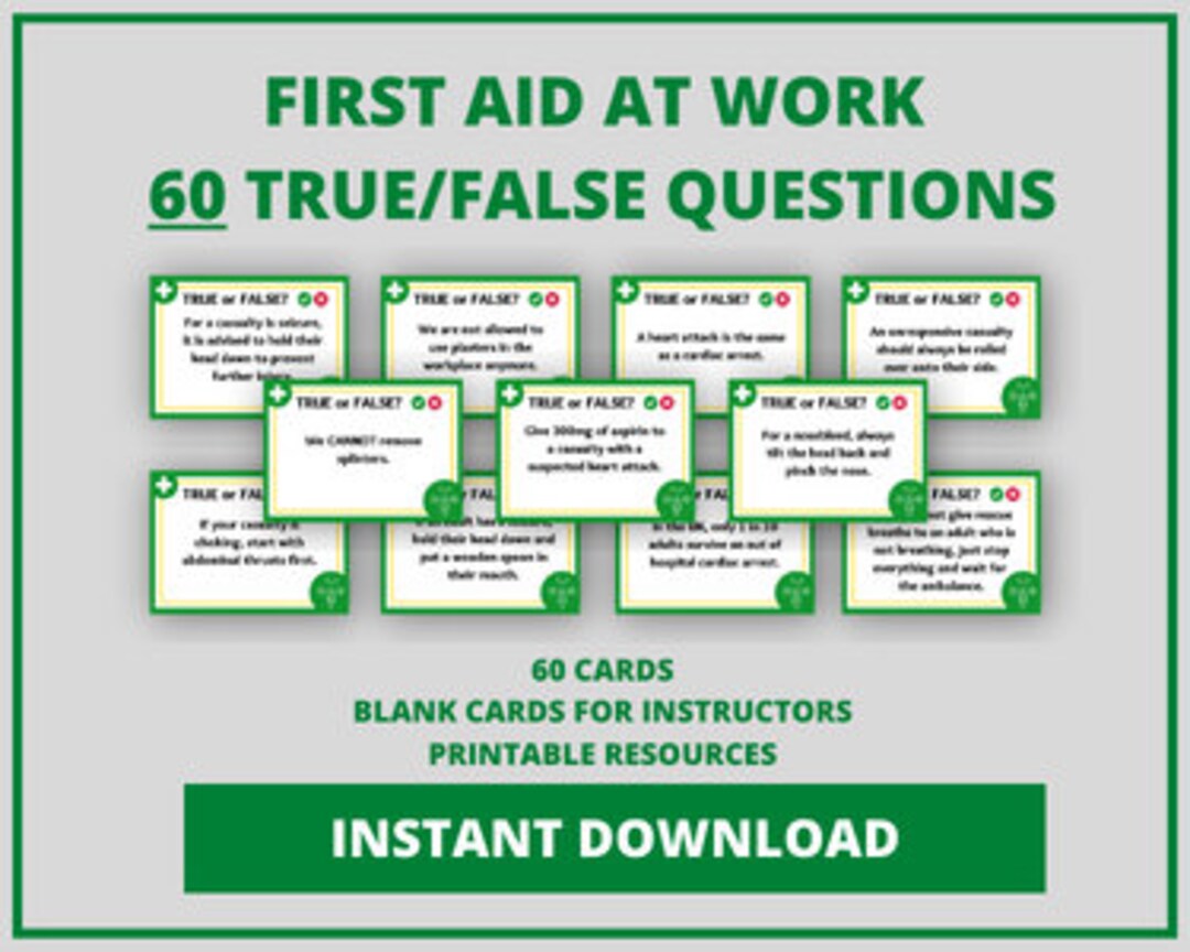 FIRST AID GAMES | True/false Questions | Instant Download and Print at ...