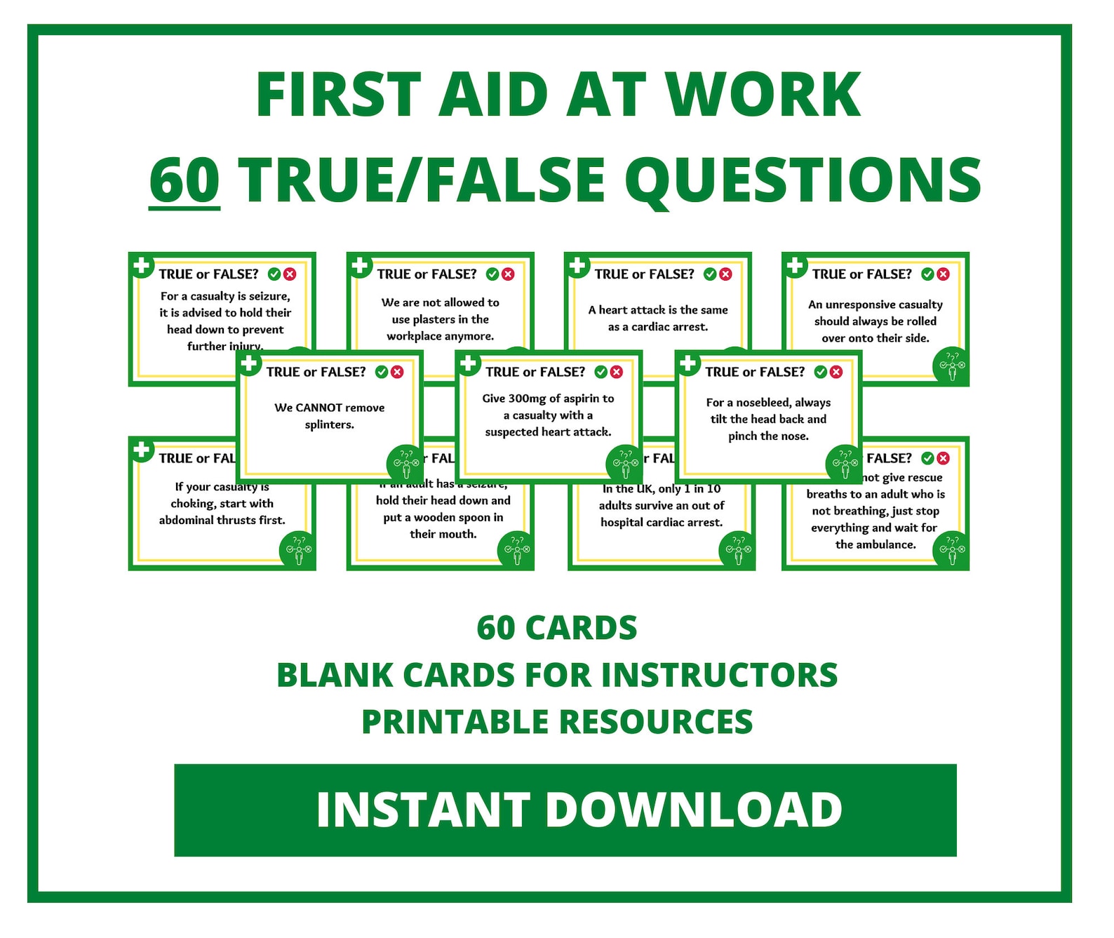 FIRST AID GAMES True/false Questions Instant Download and - Etsy