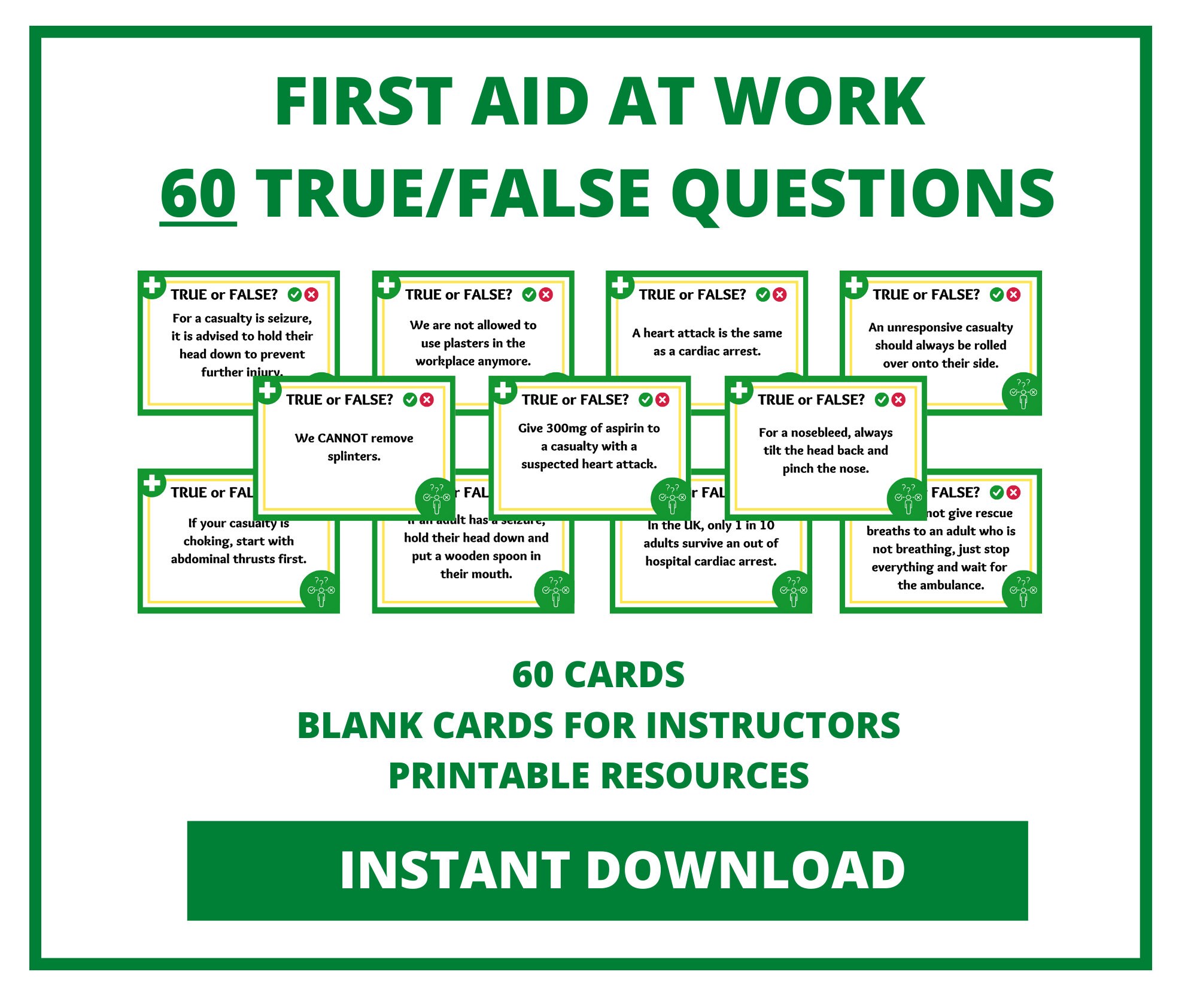 FIRST AID GAMES True/false Questions Instant Download and - Etsy