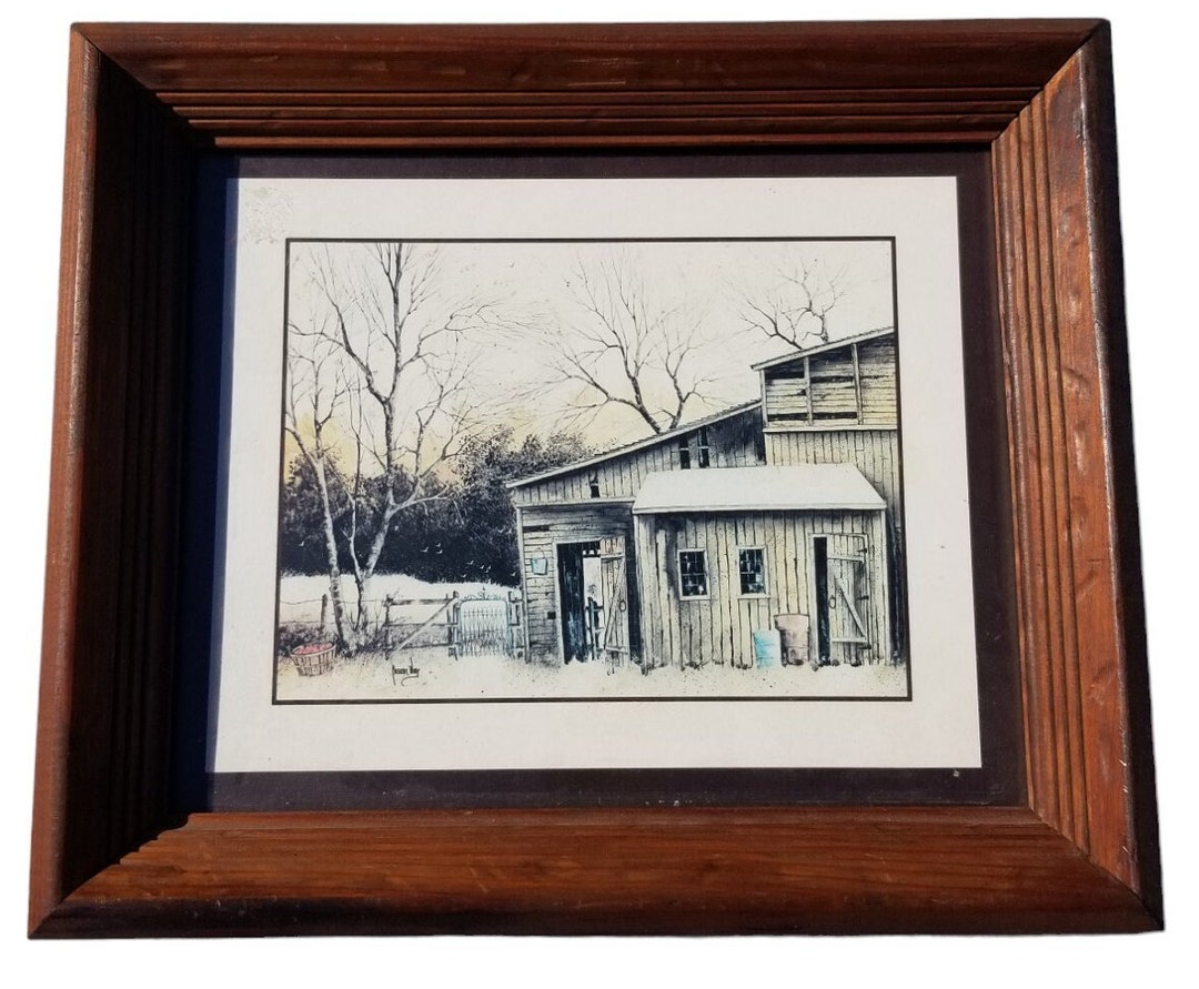 Vintage Robert Nidy Prints Old Country Barn Wood Frames Under Glass(2 ...
