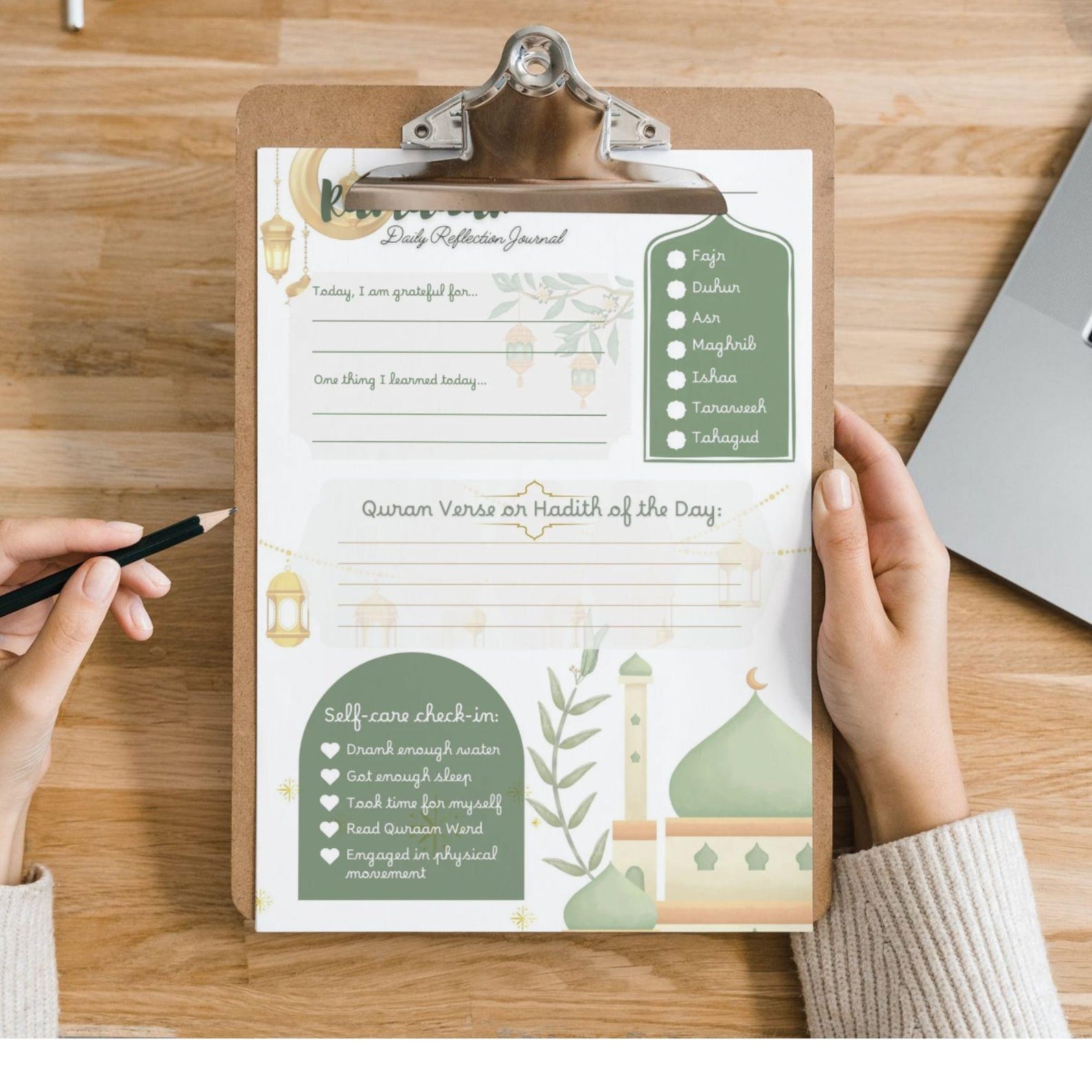 Ramadan Daily Reflection Journal Printable | Islamic Ramadan Planner ...