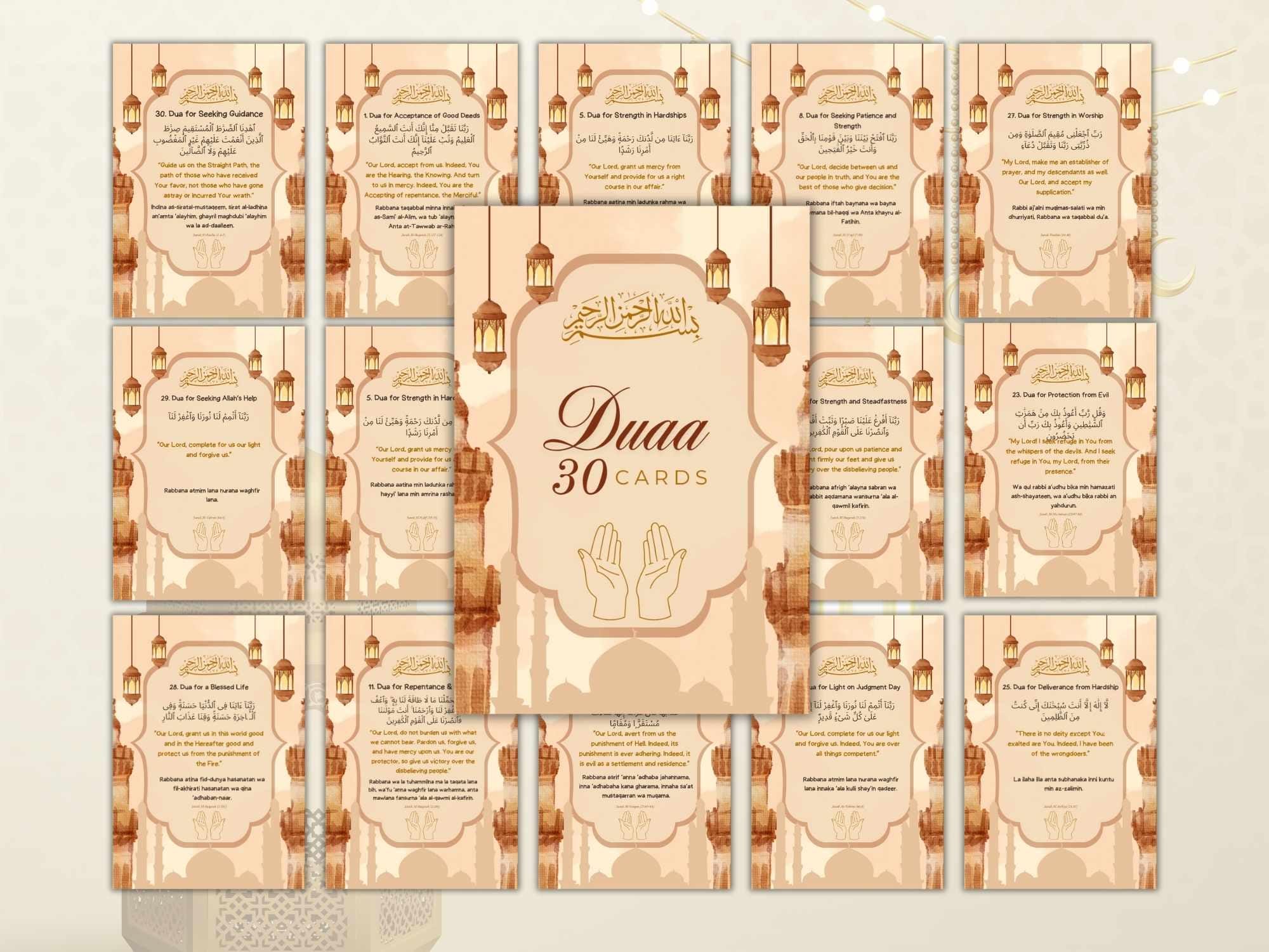 30 Quranic Dua Cards Printable | Muslim Daily Supplications | Arabic ...